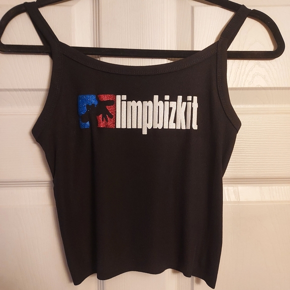 Tops | Limp Bizkit Crop Top Red Blue Glitter Vinyl Numetal Deftones ...